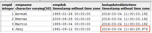Postgresql timestamp update in query Postgresql timestamp update in query
